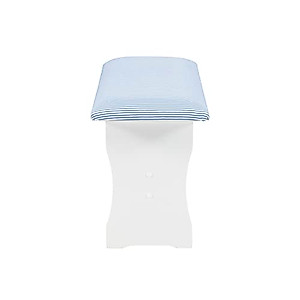 Linon Upholstered Seats and Hidden Storage Kiera Kitchen Corner Dining Nook, White and Blue Stripe