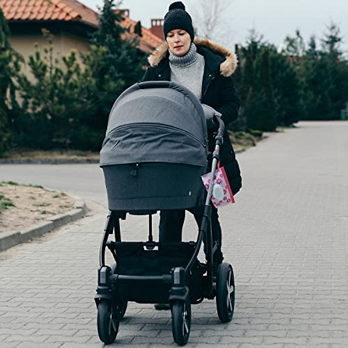 Portable Wet Wipe Pouch [3-Pack] – Entyle Reusable & Refillable Baby Wipe Dispenser, Eco Friendly Travel Diaper Wipe Carrying Case Holder for Travel-Pouch Carries (Pink)