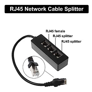 RJ45 Ethernet Splitter Cable, RJ45 1 Male to 3 x Female LAN Ethernet Splitter Adapter/Network Cable Suitable Super Cat5, Cat5e, Cat6, Cat7 LAN Ethernet Socket Connector Adapter