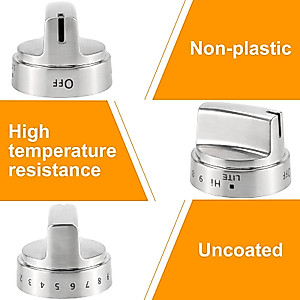 WB03X24818 Stainless Steel Knobs - Compatible with GE Stove Knob Replacements - Gas Range Burner Control Knob Replace 4363588, AP5989029, PS11729081, EAP11729081 (Pack of 5,Not Universal)