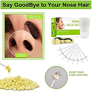 Nose Wax Kit ,Nose Hair Removal Kit with Wax beads 20 Safe Tip Applicator,10 Containers and 10 Moustache Stencils , Nose Waxing Kit for Men and Women Easy, Quick and Painless Nose Hair Wax
