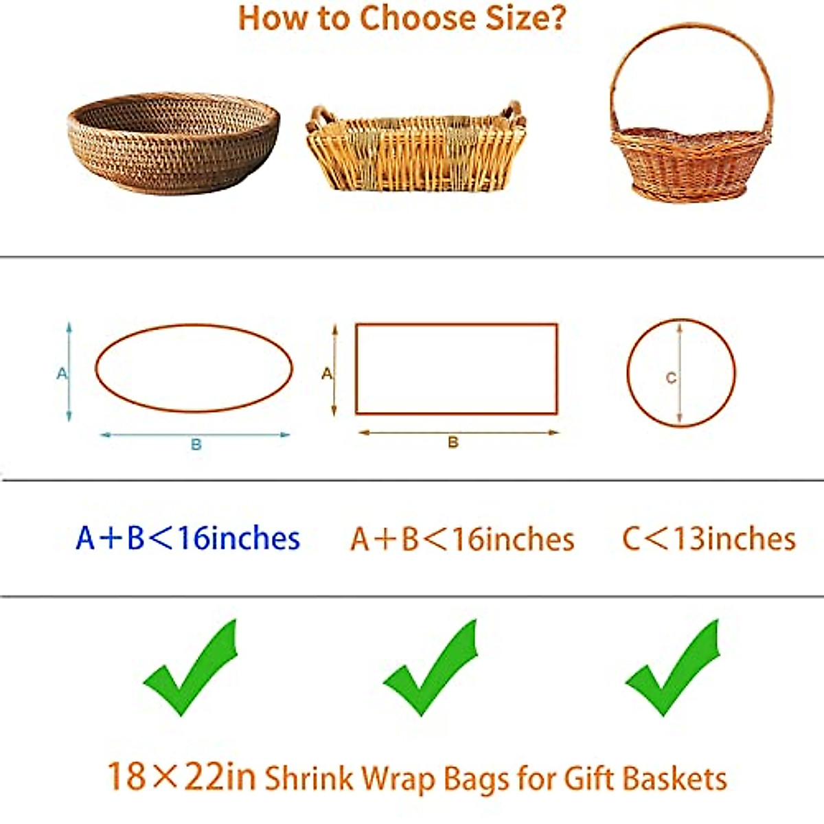Shrink Wrap bags for Gift Baskets, 36Pcs 18x22 Inches Cellophane Heat Shrink Plastic Wrap Bags for Gift Baskets for Christmas, Valentines Day，Holiday, Easter, Birthday, and Any Occasion