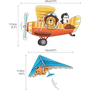 DECOWALL DS-8026 Animal Airplanes Kids Wall Stickers Wall Decals Peel and Stick Removable Wall Stickers for Kids Nursery Bedroom Living Room (Small) d?cor