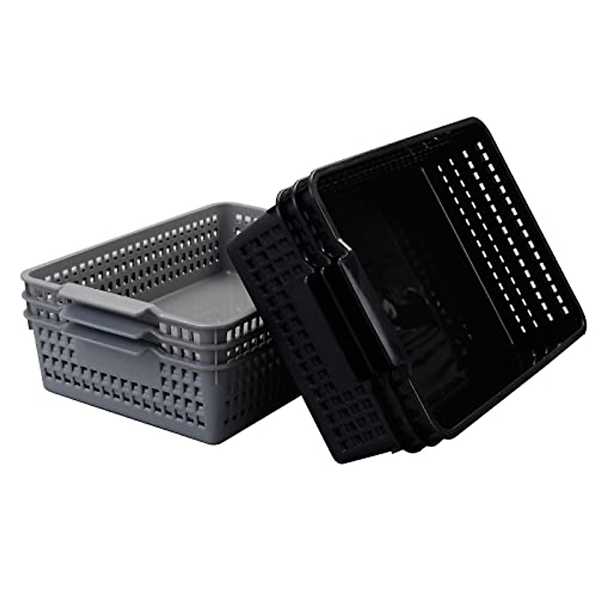 Qqbine A4 Plastic Storage Basket Tray, Classroom Paper Baskets, 6 Packs