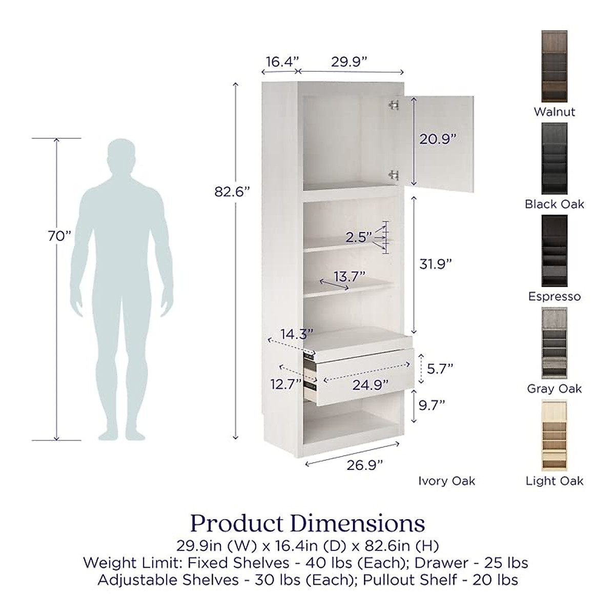 Signature Sleep Paramount Full Wall Bed & 2 Side Cabinet Bundle in Gray Oak