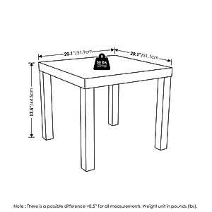 Furinno Classic Homey Square Parsons Side End Table, 1, Black