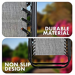 KEPLIN Zero Gravity Chairs Set of 2 with Canopy - Made of Textoline I Heavy Duty Lounger for Garden I Patio Sun Loungers I Folding Reclining Chairs (Grey)