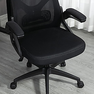 Ergonomic Office Desk Chair with Wheels High Back Computer Task Chair Home Mesh Swivel Desk Chair with Adjustable Back Height Flip up Arms Lumbar Support Headrest for Home/Study/Working