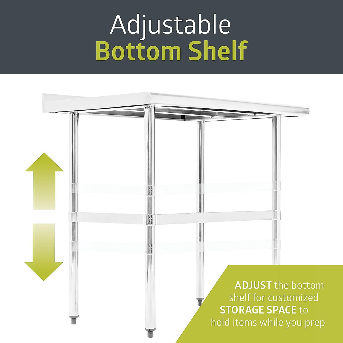 Pearington NSF Certified Stainless Steel Kitchen Prep and Work Table, Commercial Work Table for Restaurant and Home, 36" x 24", Stainless Steel