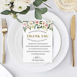 POWER UNICO FLOWER 50 Thank You Table Cards for Wedding, Floral Design Thank You Place Setting, Table Place Cards for Wedding, Dinner, Parties, Rehearsals, Event and Celebrations,5"x7" (5x7in, 621)