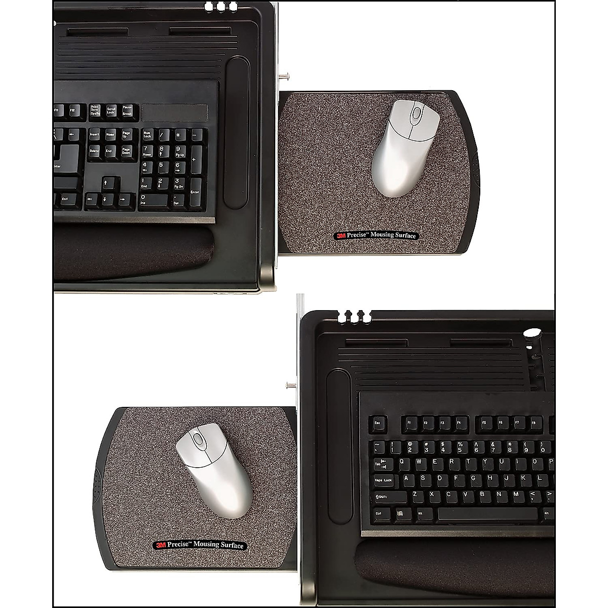 3M Adjustable Under-Desk Keyboard Drawer, Three Height Settings, Wide Tray with Gel Wrist Rest Accomodates Most Keyboards, Slide Out Mouse Platform with Precise Mouse Pad, Black (KD45)
