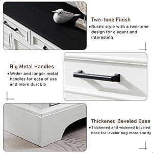 ACCOHOHO 7 Drawer Dresser, Farmhouse Chest of Drawers for Bedroom, 52" Wide Dresser TV Stand with Large Metal Handle, Modern Wood Drawer Organizer for Living Room, Hallway, Closet - Off White