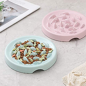 Slow Feeder Cat Bowl,Melamine Fun Interactive Feeder Bloat Stop Puzzle Cat Bowl Preventing Feeder Anti Gulping Healthy Eating Diet Pet Dog Slow Feeding Bowls Against Bloat, Indigestion and Obesity