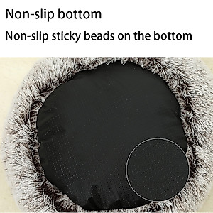 Calming Dog Bed Fluffy Plush Pet Bed Donut Cuddler Nest Warm Soft Plush Dog Cat Cushion with Cozy Sponge Non-Slip Bottom Washable Anti Anxiety Small Medium Dog Bed (Color : Gray, Size : 50