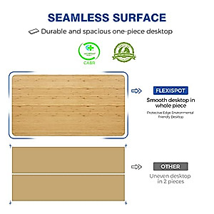 FLEXISPOT Adjustable Desk Quick Assembly Electric Standing Desk with 48 x 24 Inches Whole-Piece Ergonomic Memory Controller Sit Stand Desk(White Frame + 48" Bamboo Texture Desktop)