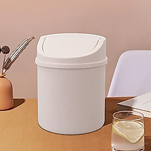 Lesbin 2 L Plastic Mini Desktop Trash Can with Swing Lid, Tiny Swing Top Garbage Can, Pink