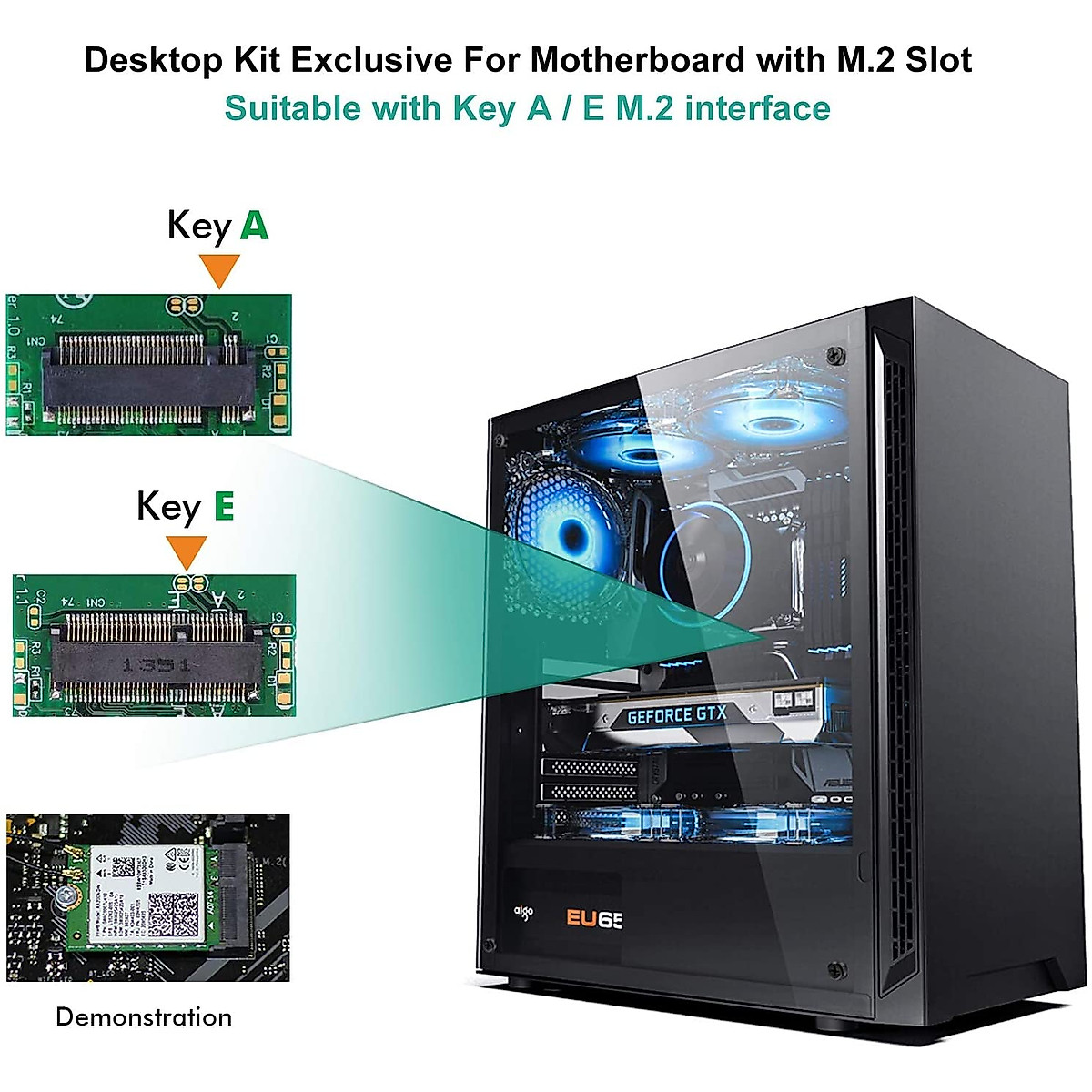 10Dbi Antenna Wi-Fi 6E AX210 Bluetooth 5.3 5374Mbps 2.4Ghz 5Ghz 6Ghz 802.11ax/ac M.2 2230 Key E Desktop Kit Wireless Adapter AX210NGW Windows 10/11