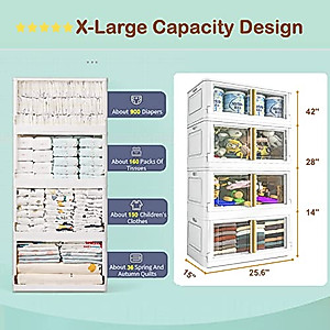Storage Bins with Lids-78 Quart Plastic Storage Bins,4 Packs Stackable Storage Bins with Wheels,White Closet Organizers and Storage,Dual Open Collapsible Storage Bins for Home and Office Storage