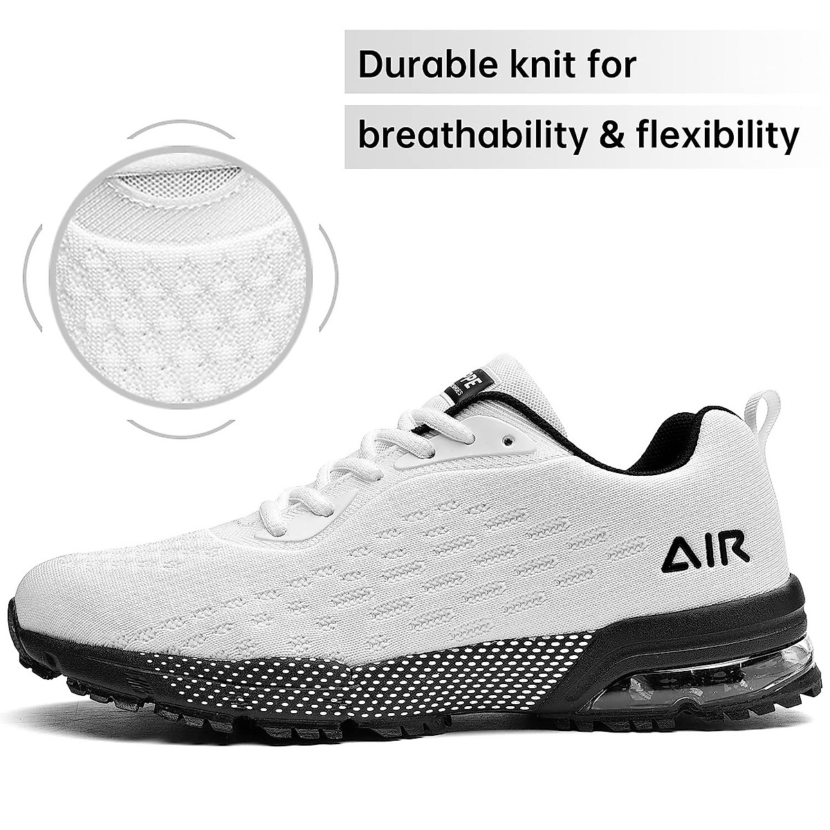 QAUPPE Mens Air Running Shoes Athletic Trail Tennis Sneaker (White US 10.5 D(M)