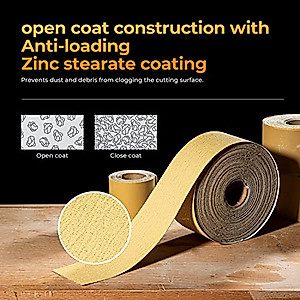 toolant 120 Grit Sandpaper Roll, 2-3/4" Wide 20 Yard Longboard Self Adhesive PSA Stickyback Sand Paper for Woodworking, Metal, Plastic, Automotive, Sanding Blocks