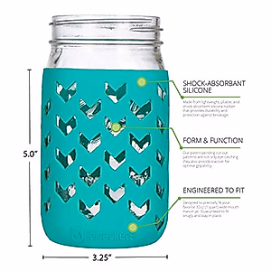JarJackets Silicone Mason Jar Sleeve - Fits 32oz (1 quart) WIDE-Mouth Jars … (1, Lagoon)