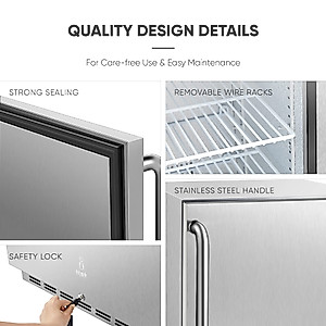 ICEJUNGLE Under Counter Refrigerator Stainless Steel, 5.30 Cu.Ft Full Size Fridge, 175 Cans Refrigerator with Built-in Design and IPX4 Waterproof, Premium Refrigerator for Efficient Storage