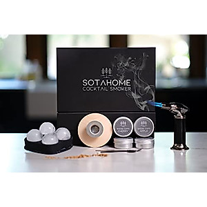 Cocktail Smoker Kit with Torch and Wood Chips for Whiskey and Bourbon - Whiskey Gifts for Men/Father/Husband - Old Fashioned Smoker Kit with Ice Ball Mold (Butane and Glassware Not Included)