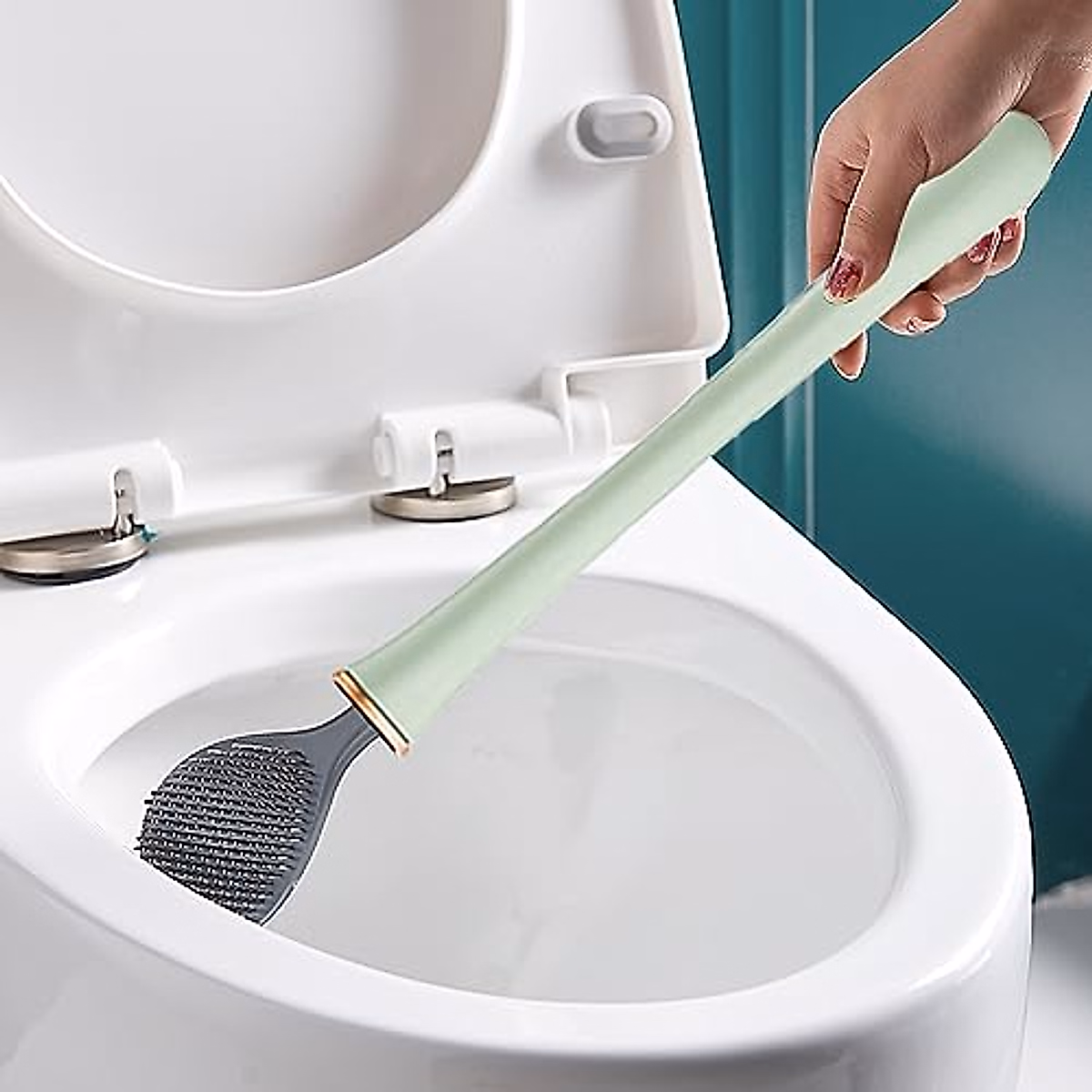 HEMUBAG WC Cleaner Brush Wall-Mounted Bowl Brush Holder Set Deep Cleaner No Dead Ends with Base for Bathroom
