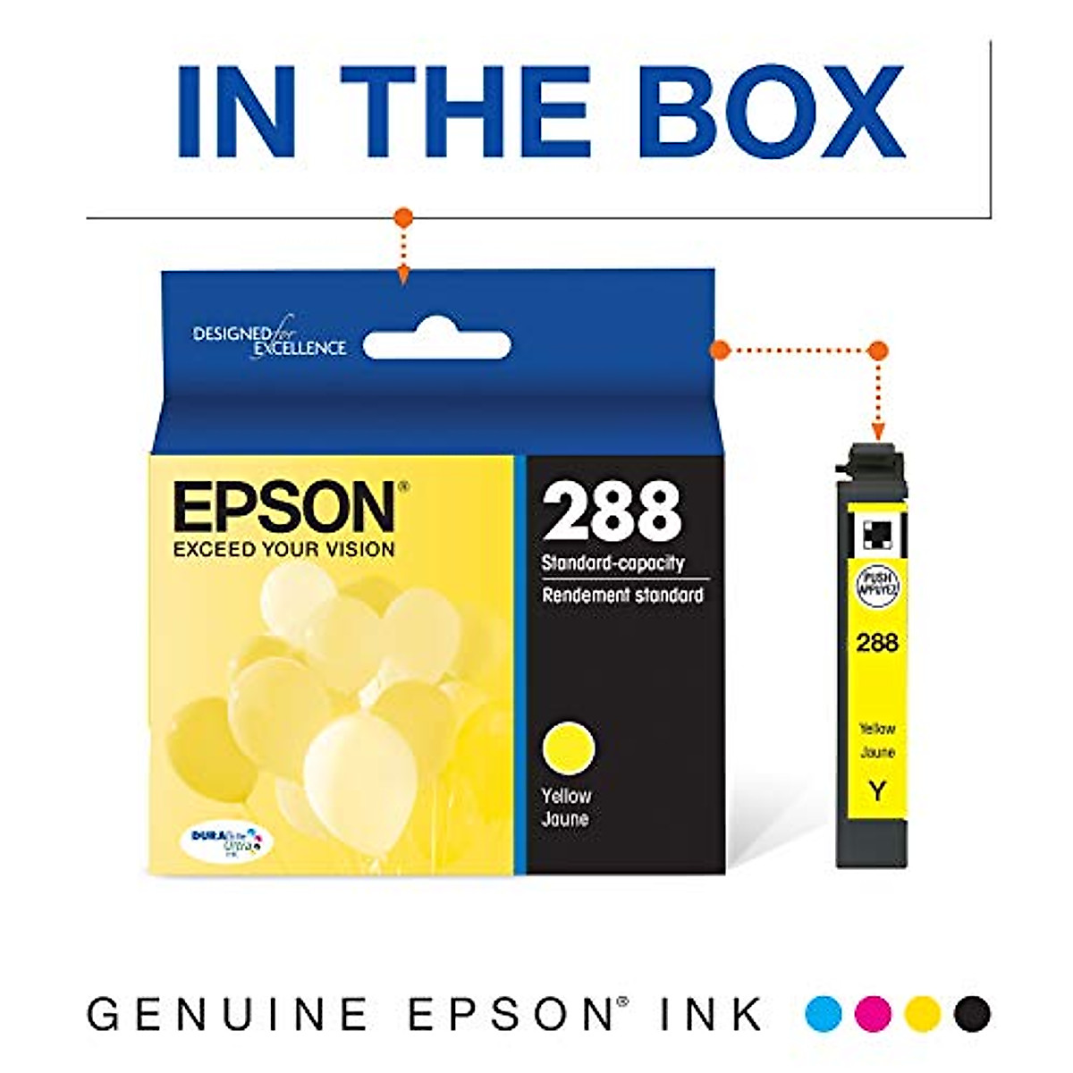 EPSON T288 DURABrite Ultra -Ink Standard Capacity Yellow -Cartridge (T288420-S) for select Epson Expression Printers