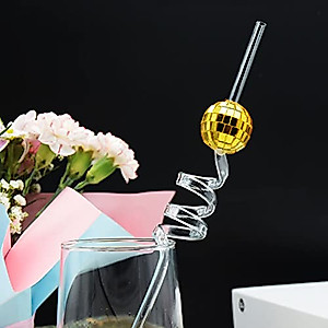 10 Pcs Mirror Disco Ball Straws Disco Party Decorations 70s Disco Decorative Straws Bachelorette Straws Mini Disco Straw Decor for 70s Disco Party Dance Holiday Wedding Birthday Supplies (Colorful)