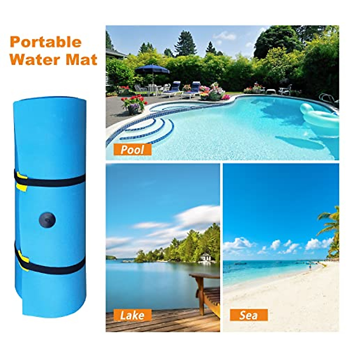 Floating Mat - Floating Mat for Lake - Water Mat - Lily Pad Floating Mat for Lake - Floating Water Mat, XPE Floating Island for Kids (7' x 3' x 1.3")