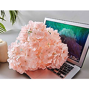 KISLOHUM Artificial Hydrangea Flowers Blush Heads 10 Fake Hydrangea Silk Flowers for Wedding Centerpieces Bouquets DIY Floral Decor Home Decoration with Stems.