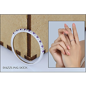 Dazzlingrock Collection 10K Round Amethyst & White Diamond Ladies Anniversary Wedding Band, White Gold, Size 5