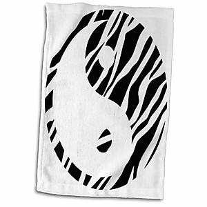 3dRose Black and White Zebra Print Yin Yang - Inspirational Art - Towels (twl-56253-1)