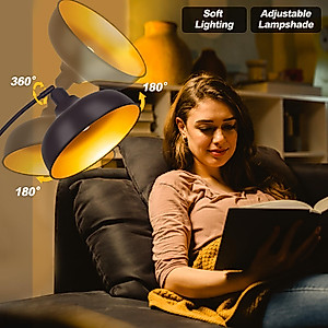 Arc Floor Lamps Bronze, Standing Lamps for Living Room with Remote Control, Foot Switch, Metal Shade, Arched Floor Lamp with Stepless Dimmable LED Bulb, Brown Floor Reading Tall Lamp for Bedroom