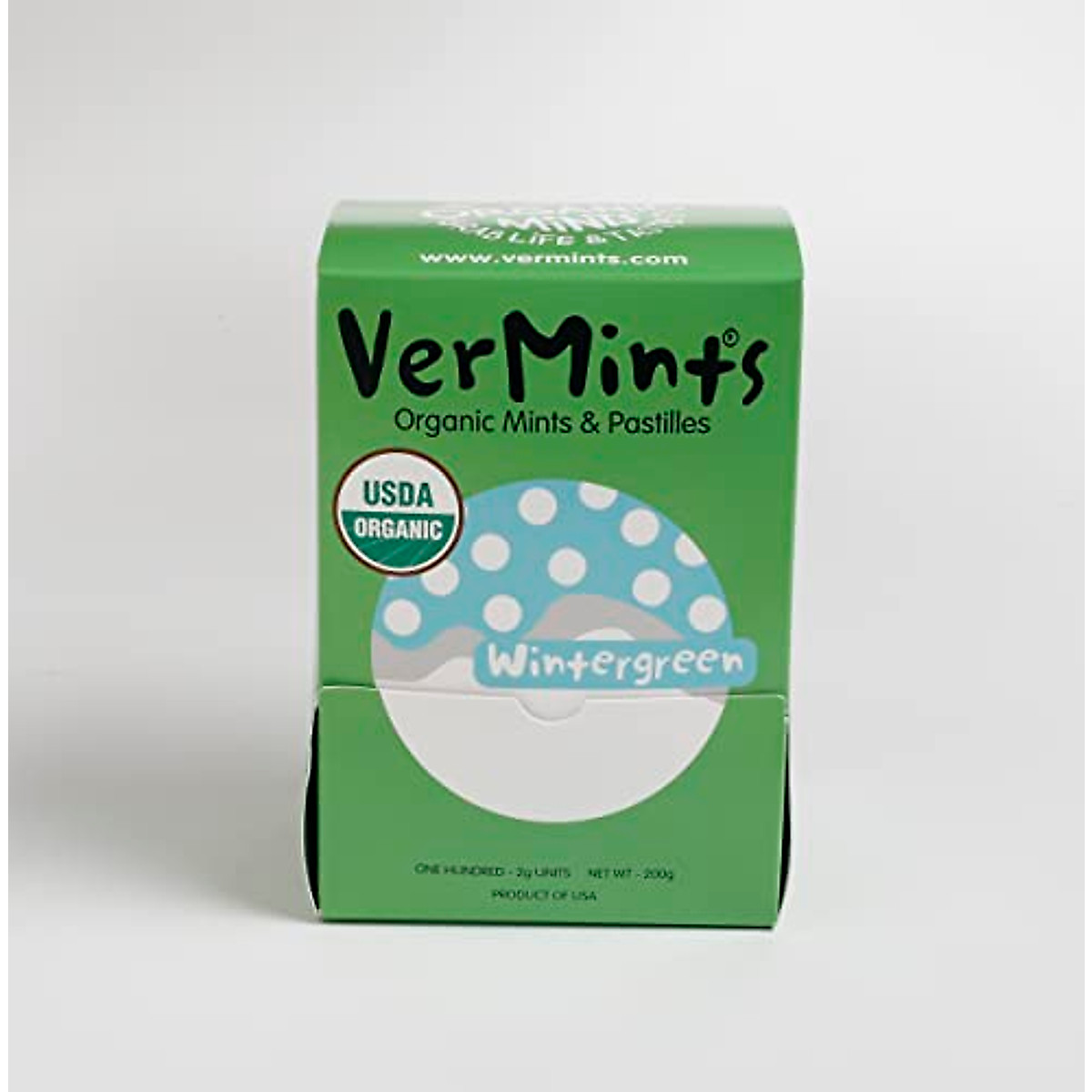 VerMints | Organic | Wintergreen | Breath Mints | 2 pack Individial |100 Count |Trial Size | Breath Mints | Gluten Free | NonGMO | Kosher | Vegan | Nut free