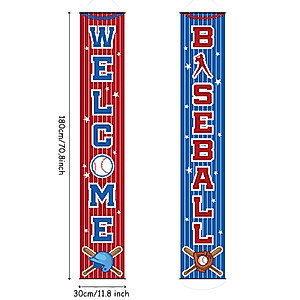 Baseball Party Decorations Baseball Themed Birthday Porch Sign Welcome Door Hanging Banner Baseball Sports Porch Sign for Boy Kid Teenager Baby Shower Baseball Birthday Party Supplies 71 x 12 Inches