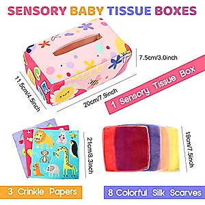 YOGINGO Baby Toys 6 to 12 Months - Baby Tissue Box Toy - Montessori Toys for 1 Year Old, Soft Stuffed High Contrast Crinkle Infant Sensory Toys, Boys&Girls Toddler Early Learning Toys Baby Gifts