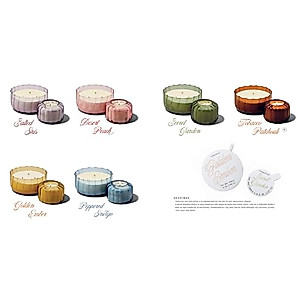 Paddywax Scented Candles Vintage Style Ripple Hand Blown Glass Collection Luxury Artisan Candle, 12-Ounce, Amber - Tobacco Patchouli