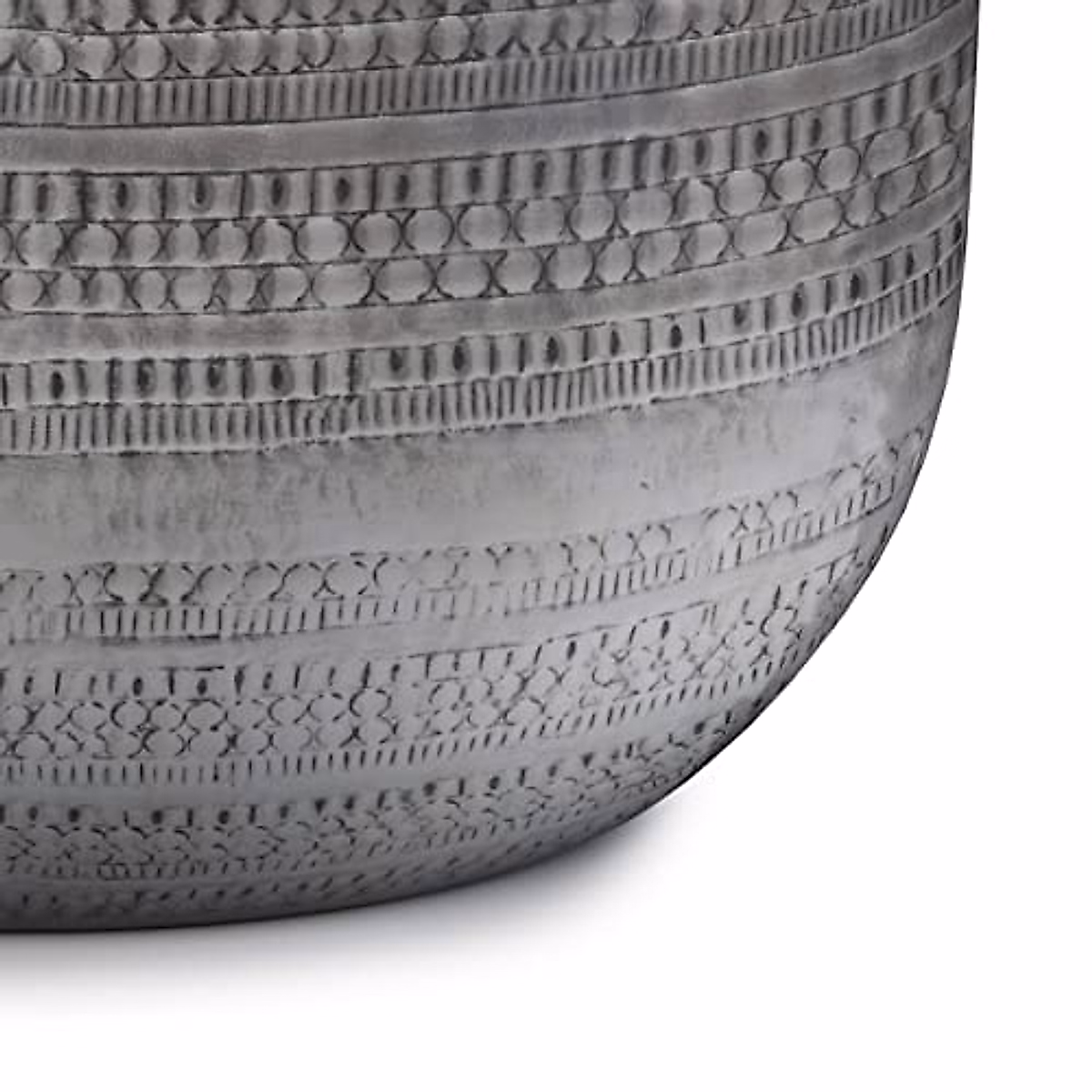 SIMPLIHOME Johnsen Contemporary 30 inch Wide Metal Metal Coffee Table in Antique Silver, Fully Assembled, End, Bedside Table and Nightstand, for the Living Room and Bedroom