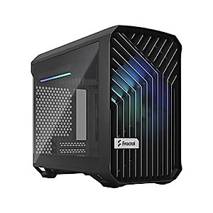 Fractal Design Torrent Nano RGB Black - Light Tint Tempered Glass Side Panels - Open Grille for Maximum air Intake - 180mm RGB PWM Fan Included - Type C - mITX Airflow Mini Tower PC Gaming Case