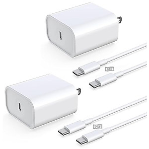 FUHAYA iPhone 15 Fast Charger, 2 Pack 20W PD USB C Wall Charger Fast Charging Block with 10FT Long Type C to C Fast Charging Data Sync Cable for iPhone 15/15 Plus/15 Pro/15 Pro Max, iPad Pro/Air/Mini