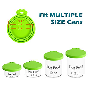 PetBonus 5 Packs Silicone Pet Can Lids, Dog Cat Food Can Cover, Universal Size Can Tops, 1 fit 3 Standard Size Food Cans, BPA Free Dishwasher Safe (Blue, Green, Orange, Pink, Yellow)