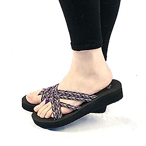 Nova Utopia Women's Casual Summer Flip-Flop Wedge Sandals, NF Utopia Women's NFLS22 Purple 9