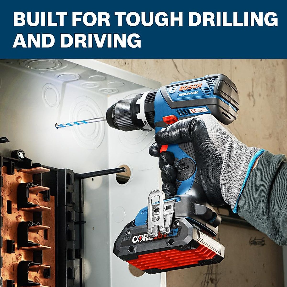 BOSCH GXL18V-601B25 18V 6-Tool Combo Kit with 2-in-1 Bit/Socket Impact Driver, Hammer Drill/Driver, Reciprocating Saw, Circular Saw, Angle Grinder, Floodlight and (2) CORE18V 4.0 Ah Compact Batteries