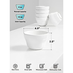 LE TAUCI Small Bowls Dessert Bowls Chili Bowls 8 Ounce Bouillon Cups for Dessert Soup Dipping Sauce Coffee Cupping - Set of 6, White