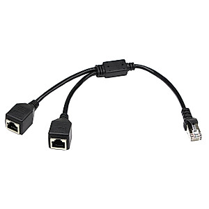 30cm/1ft RJ45 Network Cable zdyCGTime 1 RJ45 Female to 2 RJ45 Female Network Y type Cable,Used to switch networks between two computers or to connect to a printer etc(not used as a network separator)