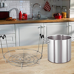 Picowe 11.7inch Canning Rack, Stainless Steel Steamer Canning Jar Rack with Silicone Handle, Canner Rack Canning Supplies Kit for Regular Wide Mouth Mason Jars Ball Jars(1 Pack)