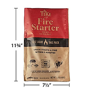 TIKI Brand Fire Starter | 20-Pack, Indoor/Outdoor Fire Starter, Wood Pellets, Outdoor Fire Pit Fire Starter, Indoor Fire Place Fire Starter, Easy Fire Starter, 15 x 11.88 x 9 inches, 122000668