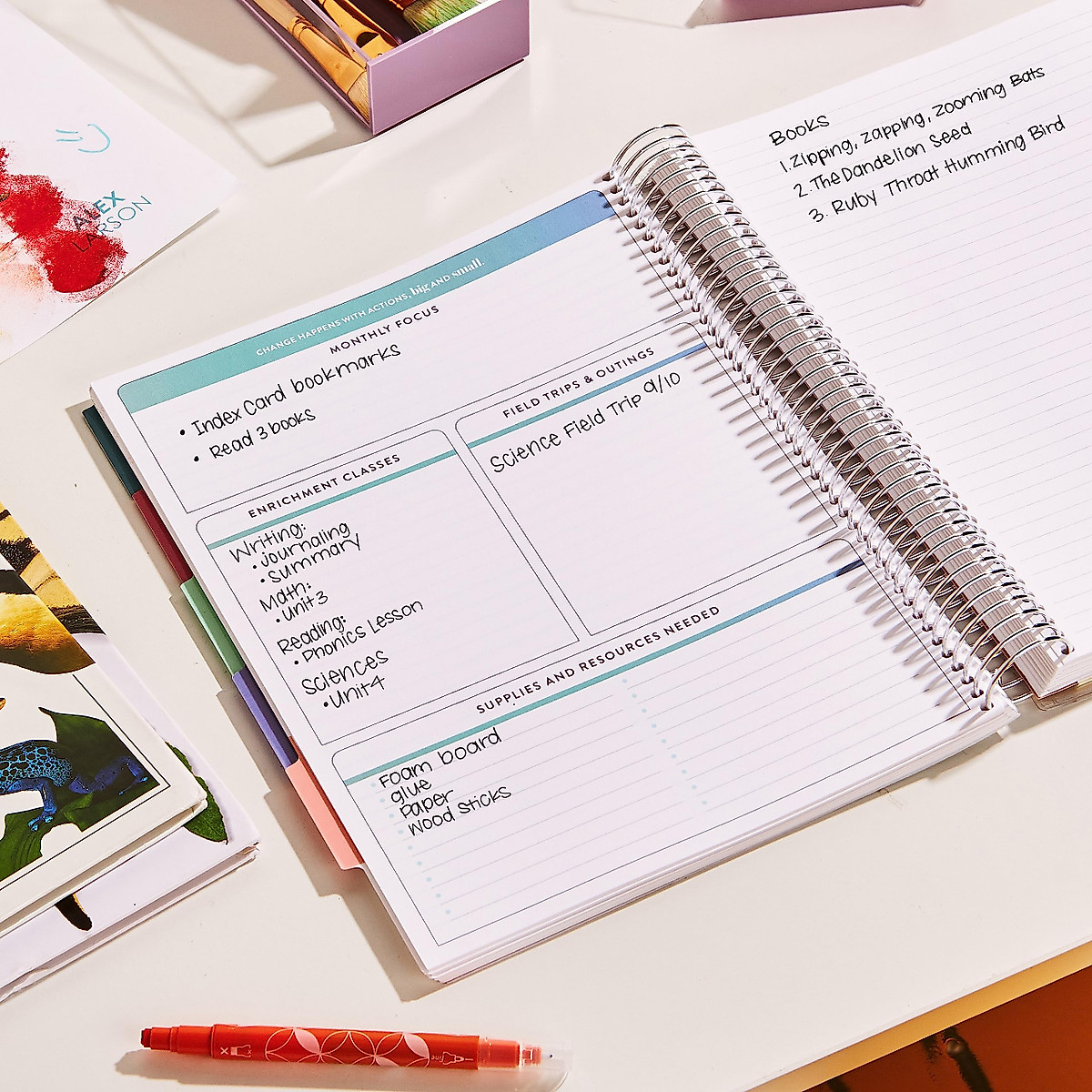 Undated Homeschool Planner 8.5&quot; x 11&quot; Platinum Spiral 12-Month. Colorful Cosmos Classic Cover by Erin Condren